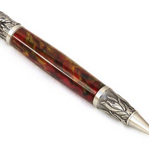 Phoenix Pen in "eye of Sauron" Resin W/ Antique Brass Finish - Writing ...