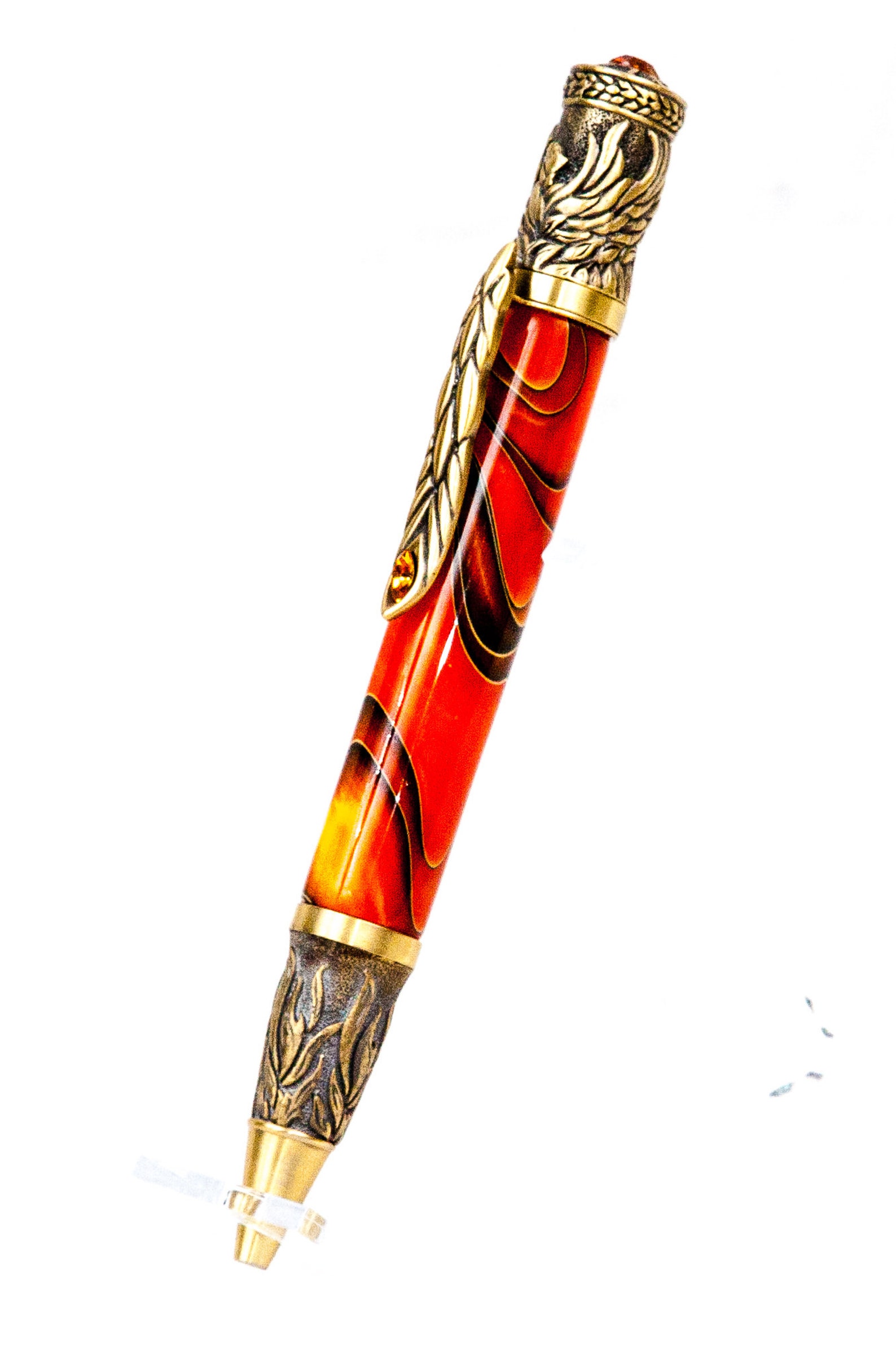 Phoenix Pen in Acryl w / Antieke Messing Finish Schrijven - Etsy België