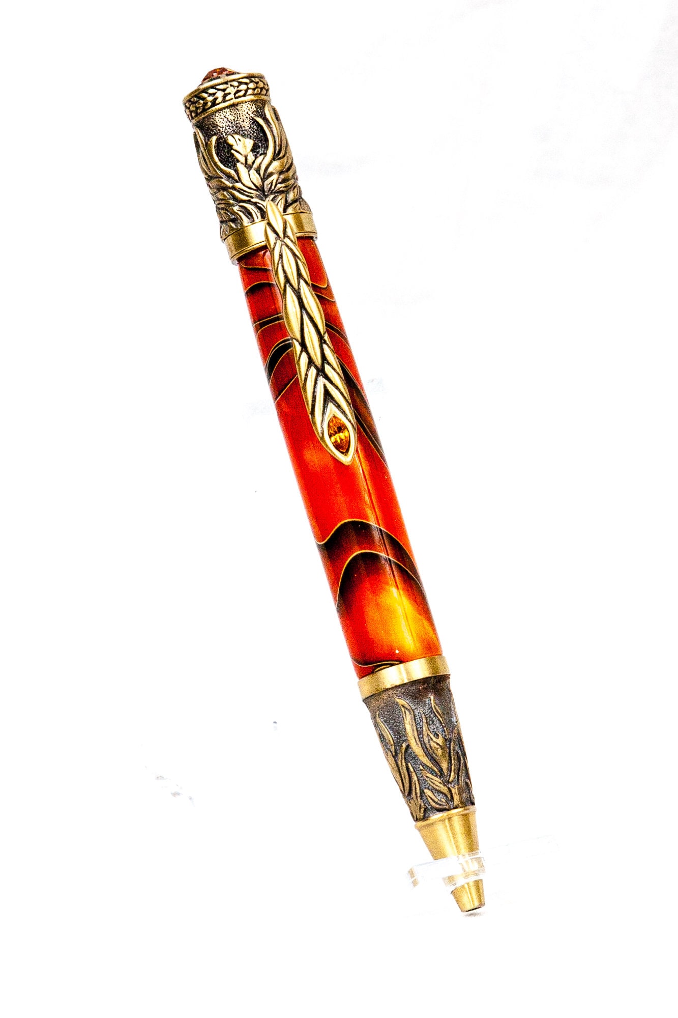Phoenix Pen in Acryl w / Antieke Messing Finish Schrijven - Etsy België