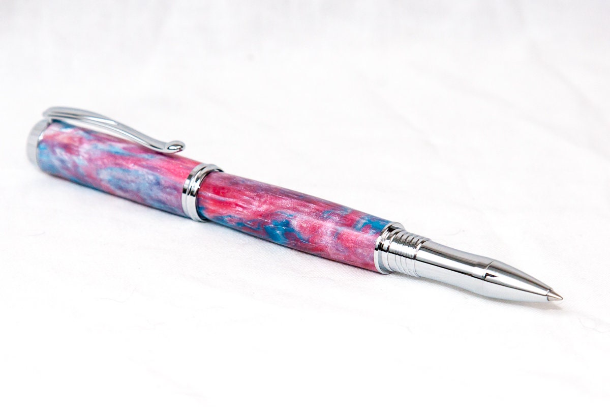 Cotton Candy Resin Rollerball Pen W/ Chrome Plating - Etsy