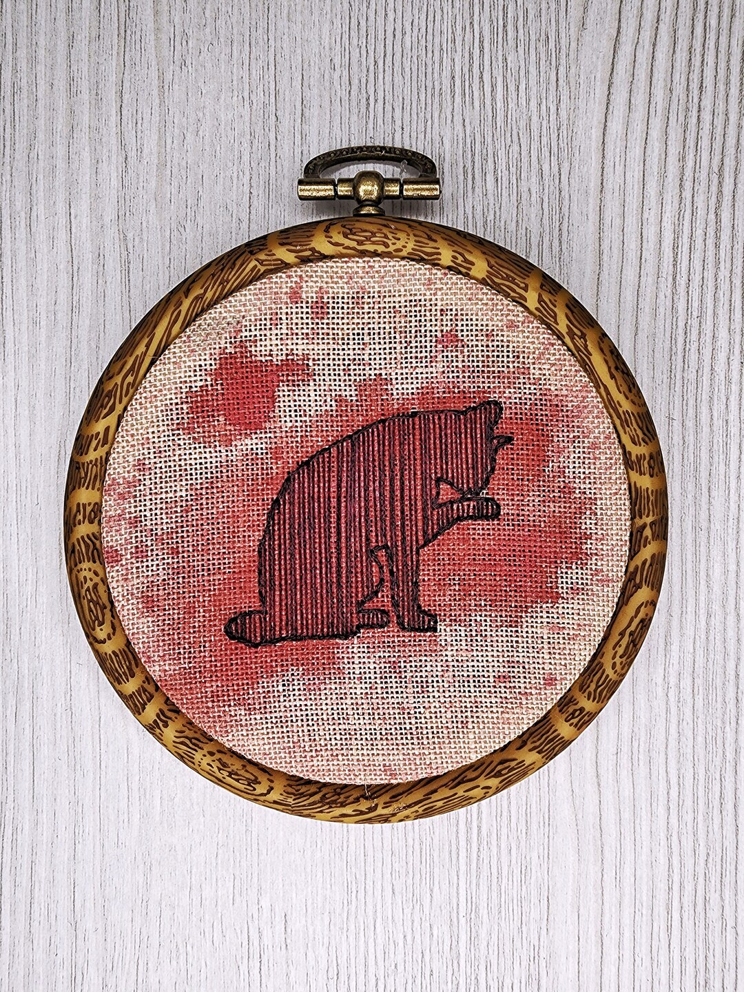 Small 4 Inch Cat Flag Embroidery With Faux Wood Hoop | Wall Decor | Gay ...