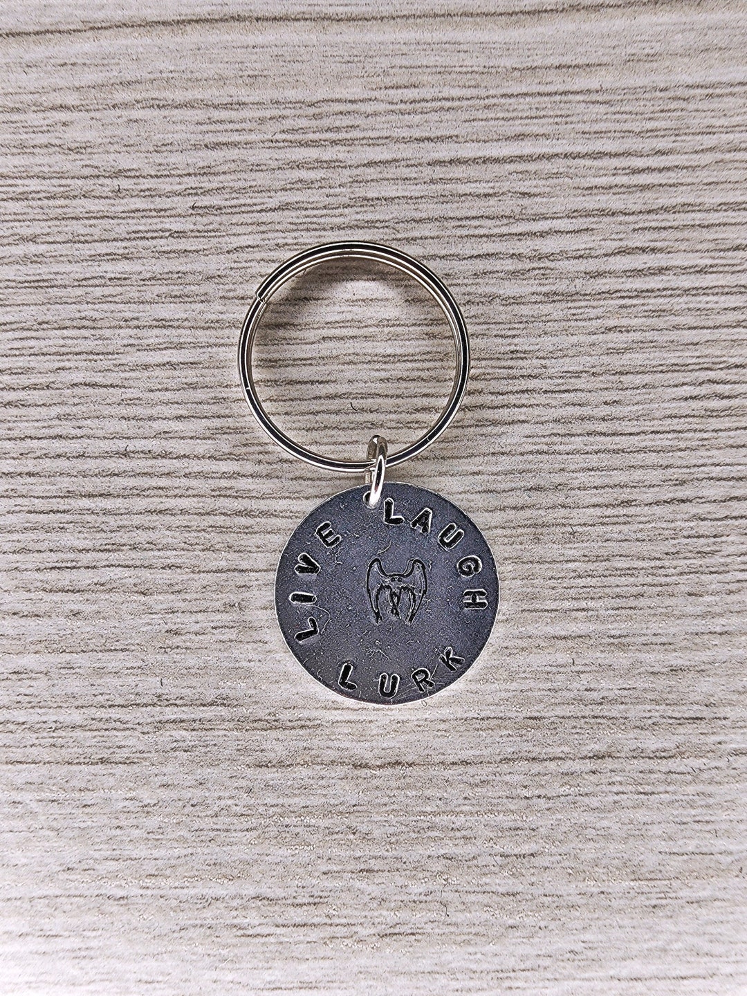 3/4" Live Laugh Lurk Mothman Cryptid Circle Hand Stamped Aluminum Metal ...