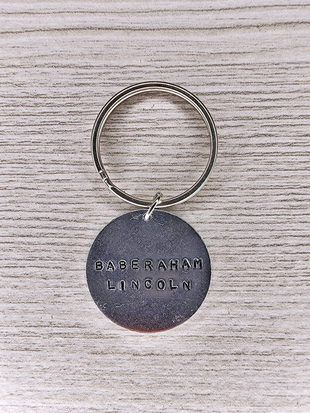 1" Baberaham Lincoln Circle Hand Stamped Aluminum Metal Keychain ...
