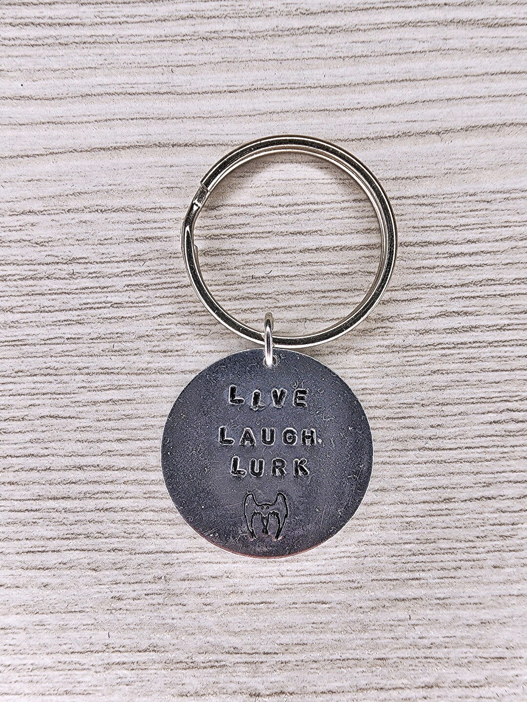 1" Live Laugh Lurk Mothman Cryptid Hand Stamped Aluminum Metal Keychain ...