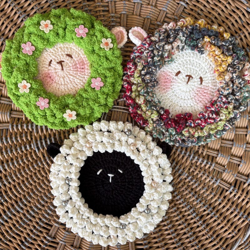 Crochet Fluffy Coaster - Etsy