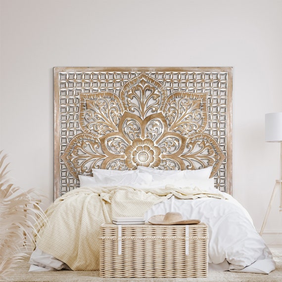 Carved headboard king bed store