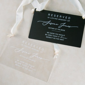 Reserved Hanging Acrylic Sign With Ribbon - Black or Frosted 11.5x7 ...