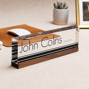 Personalized Acrylic Name Block W/ Wooden Base design 1 Minimal ...