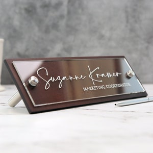 UV Printed Wood Acrylic Name Plate Modern Title Display New Job ...