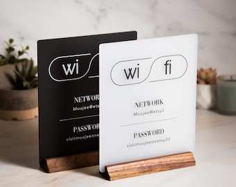 Wifi Acrylic Sign W/ Wood Base 6.5 X 7.75 Table Signage for Home ...