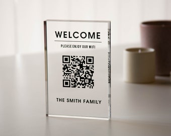 Personalized Acrylic QR Code Wifi Sign design 4 Custom Welcome Internet ...