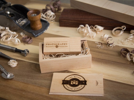 Thick Maple USB Flash Drive & Wood USB Box Set Custom
