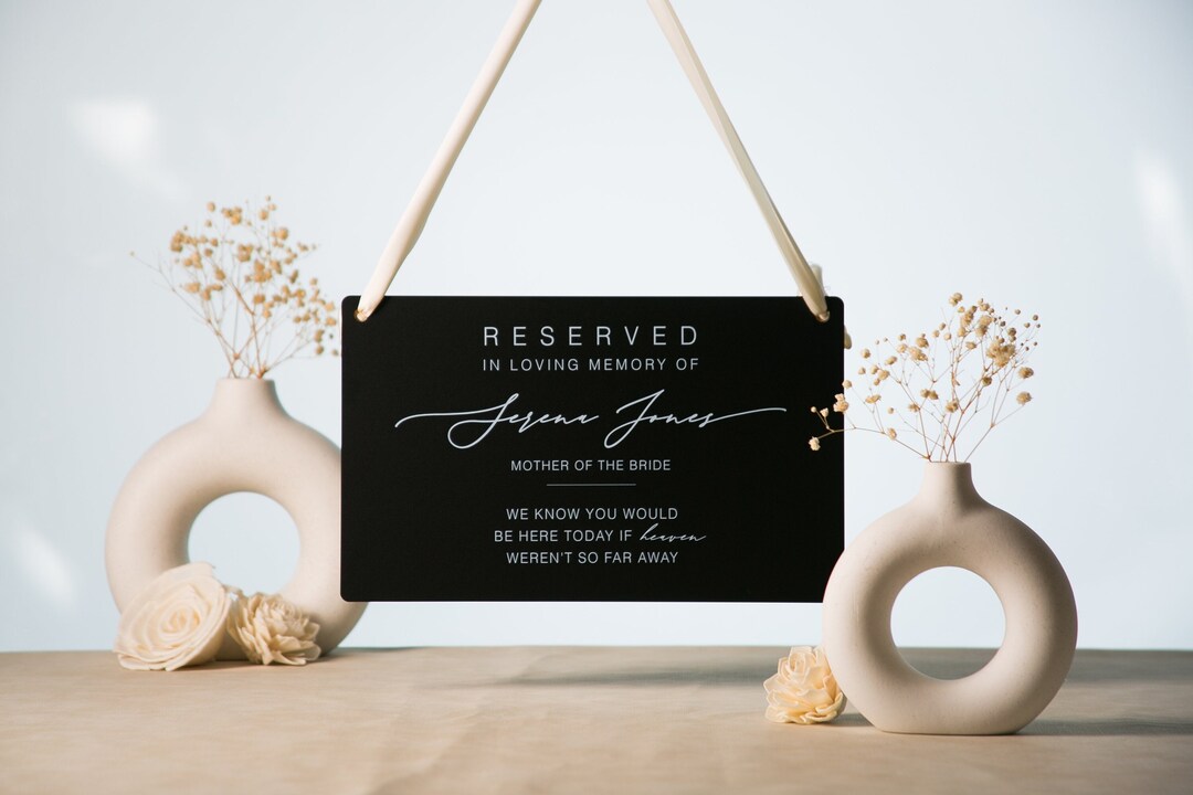 Reserved Hanging Acrylic Sign With Ribbon - Black or Frosted 11.5x7 ...