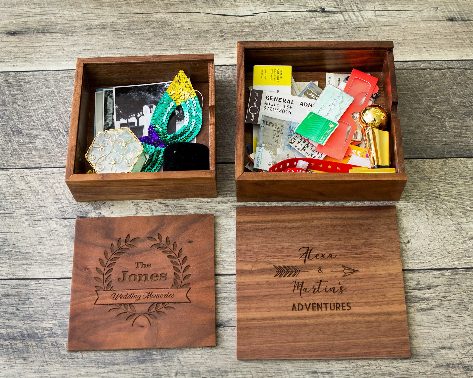 Wedding Memory Box Custom Engraved Wood Storage Box for Photos Cards ...