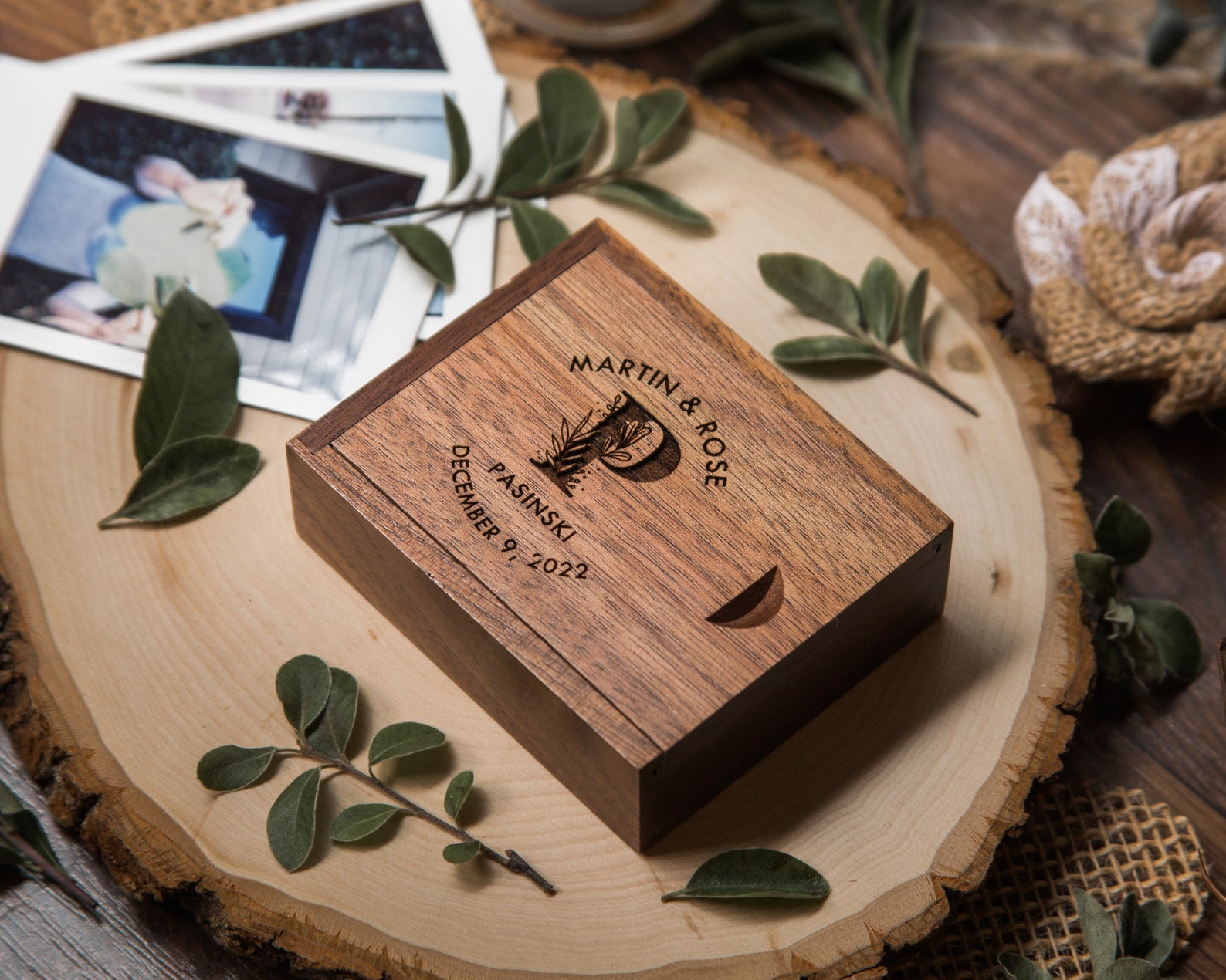 Heart USB & Box Set MOSS Filler Custom Walnut Wood Flash - Etsy