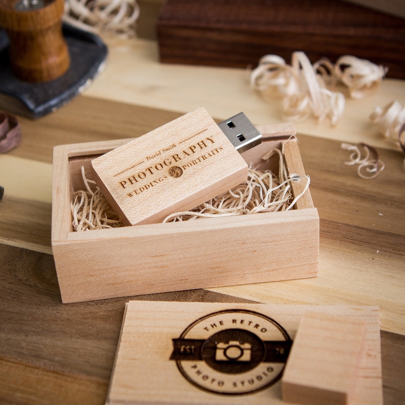 Thick Maple USB Flash Drive & Wood USB Box Set Custom | Etsy