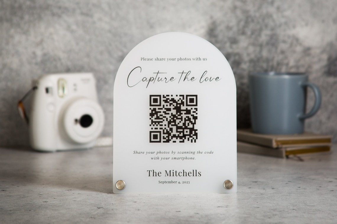 Arched QR Code wedding Sign 6x7.75 Scannable Acrylic - Etsy