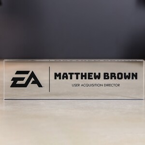 Clear Acrylic Desk Block With Logo - 10x2.75 CEO Plaque, New Job Office ...