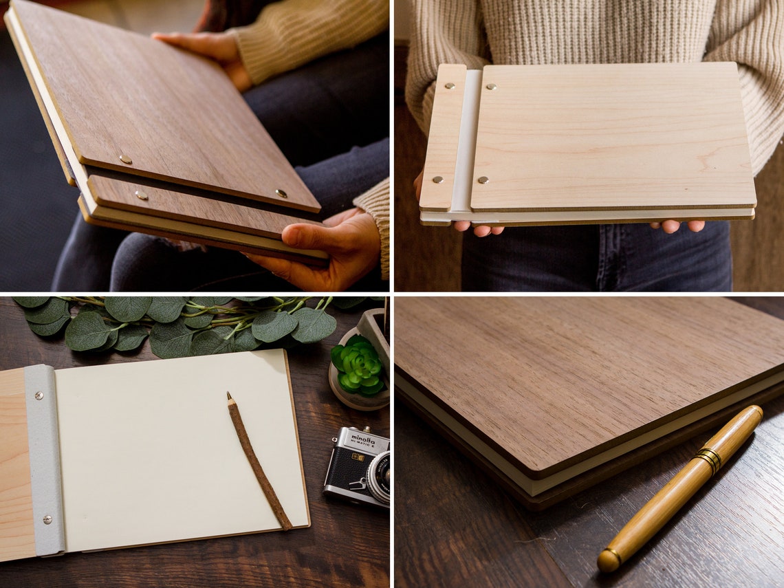 Premium Wood Guest Book Walnut or Maple Wooden Wedding - Etsy