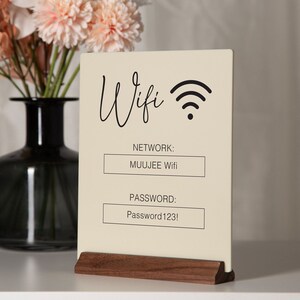 Wifi Acrylic Sign W/ Wood Base 6.5 X 7.75 Ice or Black Table Sign for ...
