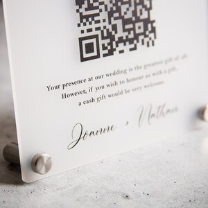Arched QR Code wedding Sign 6x7.75 Scannable Acrylic Sign, Wedding Cash ...
