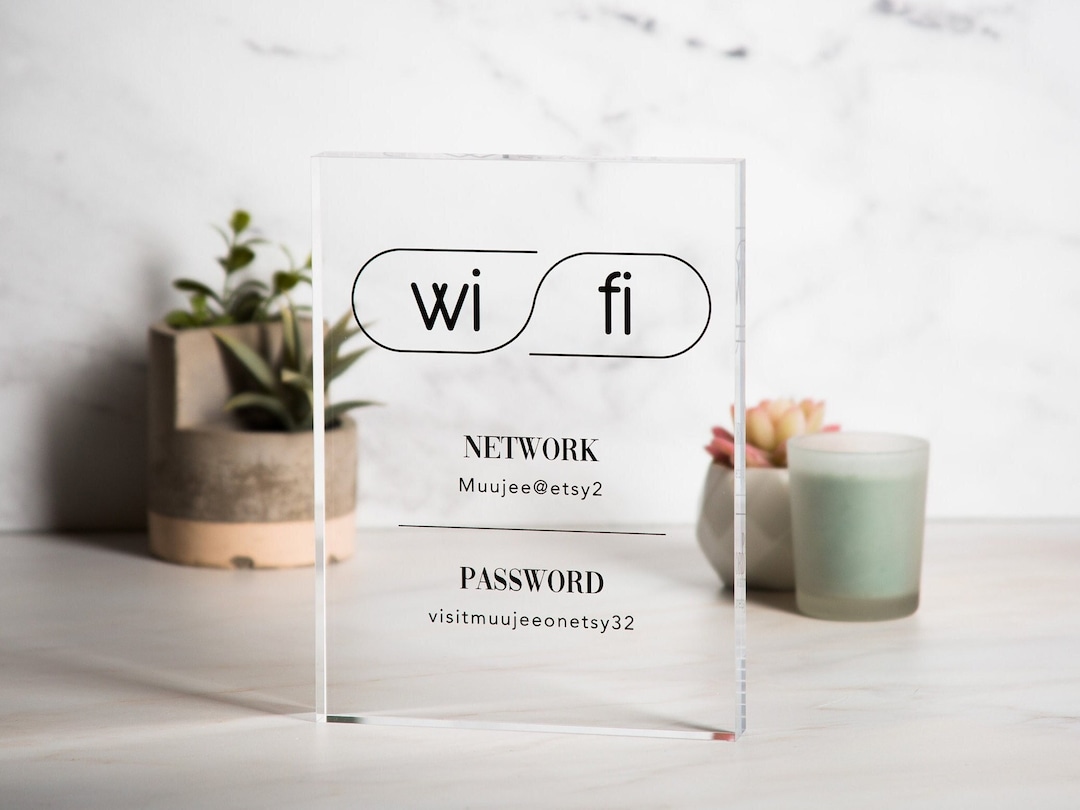 Wifi Password Sign (acrylic Block) - Custom Home Airbnb Rental Sign for ...