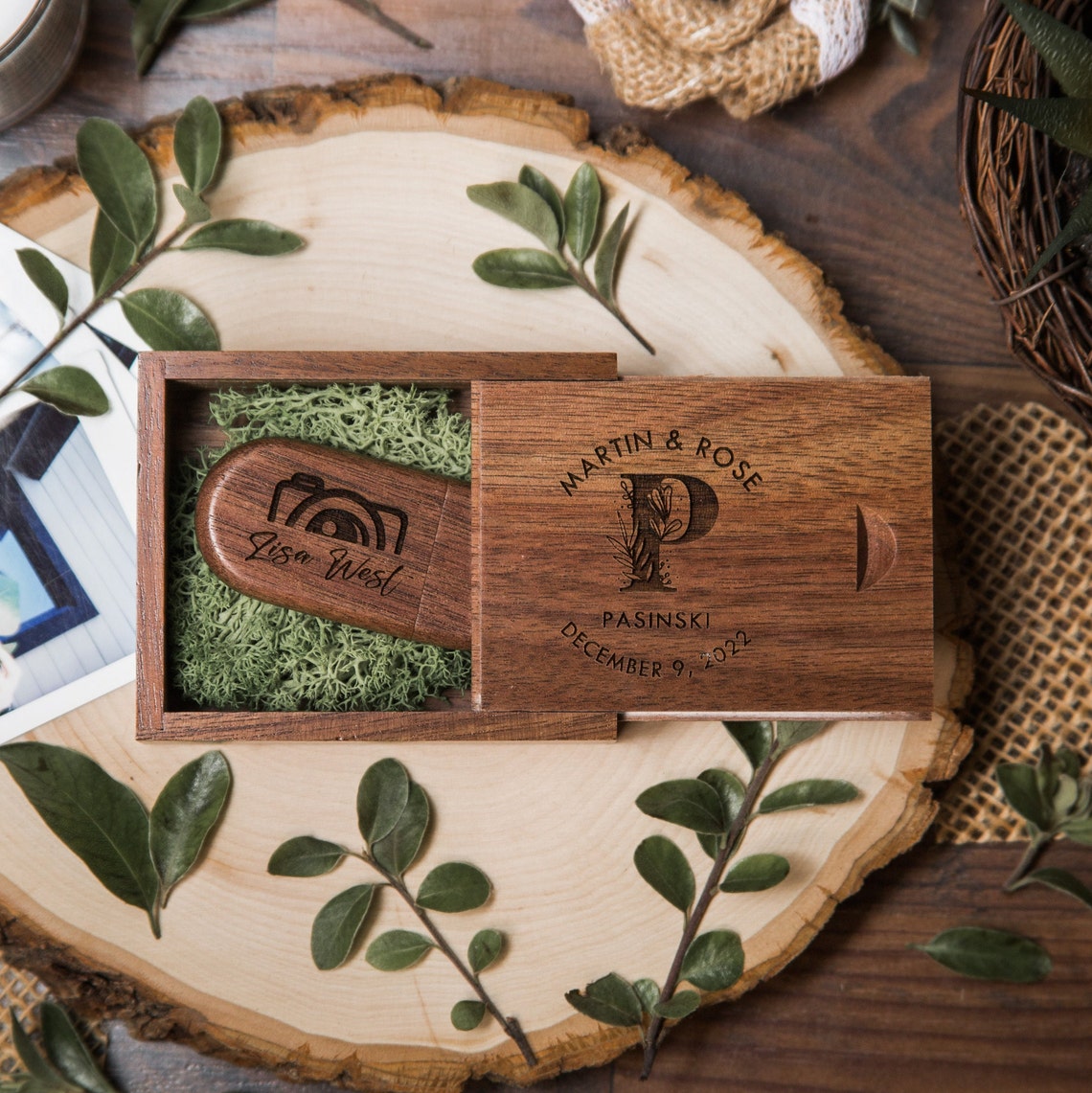 Oval USB & Box Set MOSS Filler Custom Wood USB - Etsy