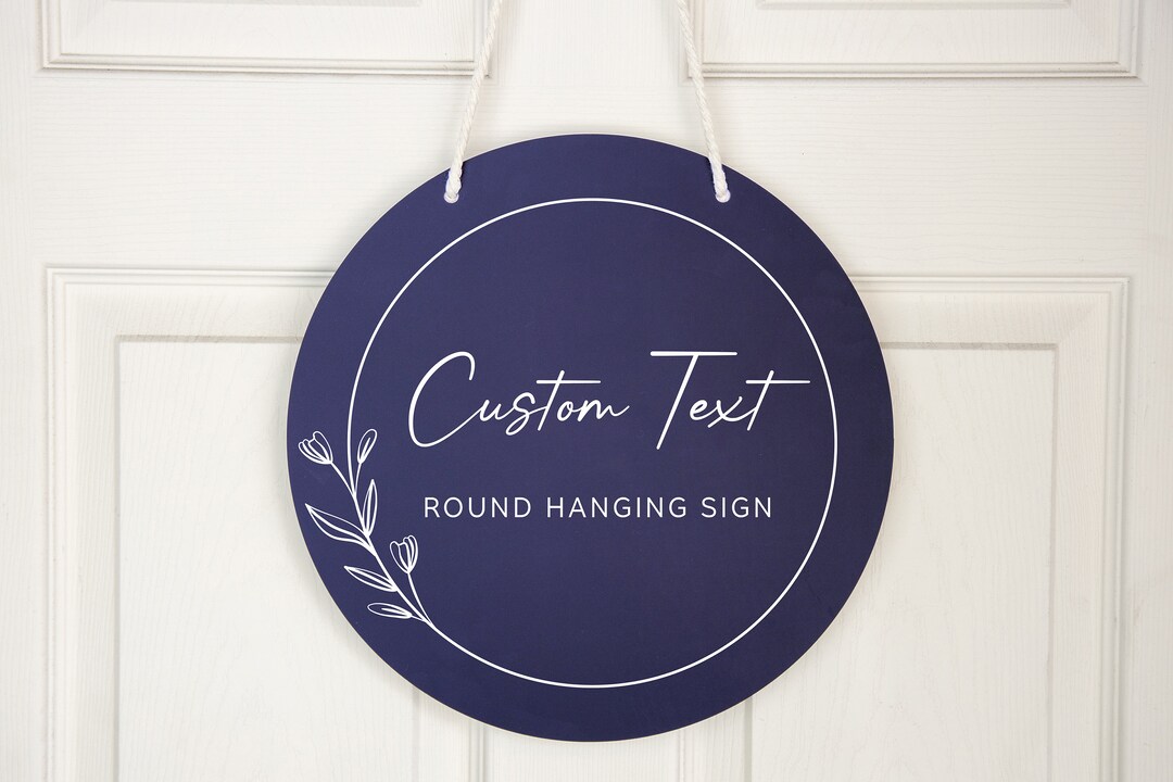 Round Hanging Acrylic Sign in Session W/ White Rope Custom Signage for ...