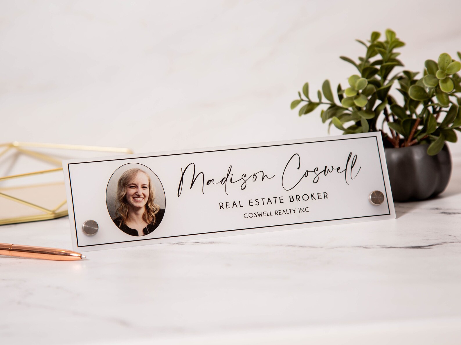 Standing Ice Acrylic Name Plate With Photo Executive Desk - Etsy