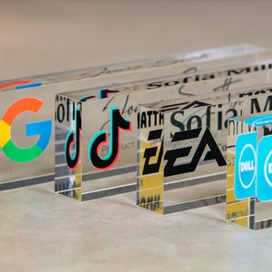 Acrylic Desk Block With Logo - 10x2.75 Executive CEO Plaque, New Job ...