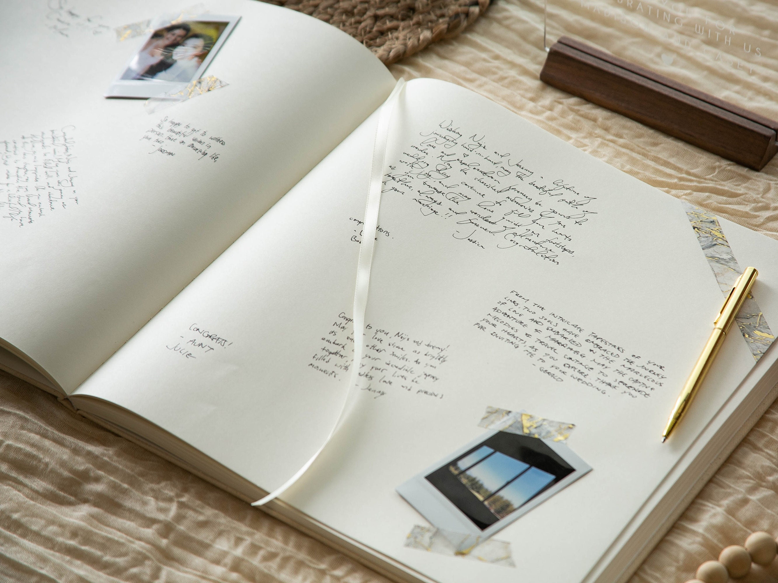 Real Linen Cream Guest Book - 3 Sizes Premium Wedding Reception ...