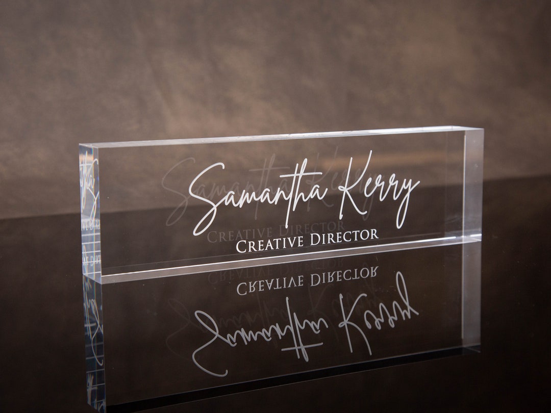 Engraved Desk Block Minimal Executive Desk CEO Real Estate Teacher Name ...