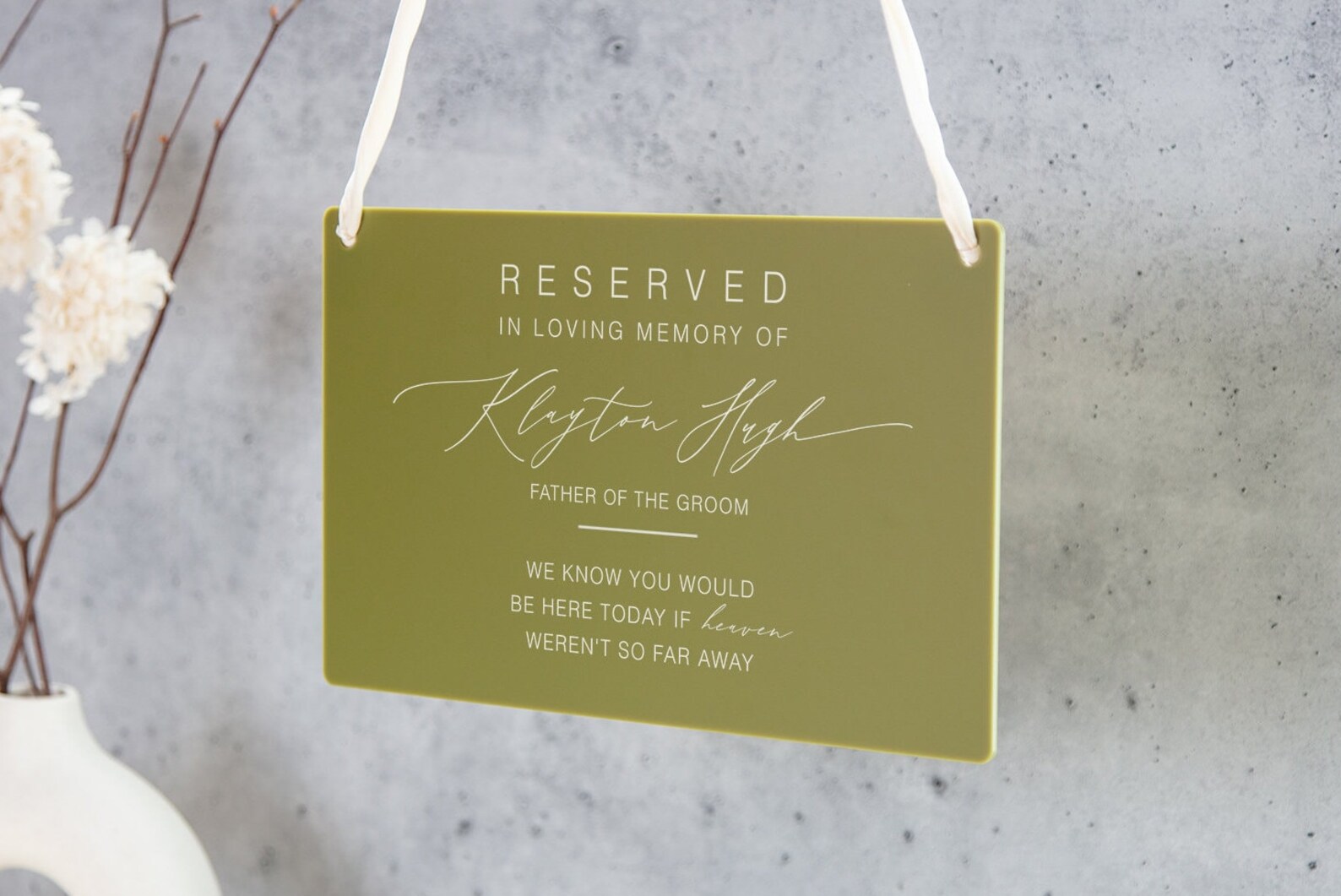 Reserved Hanging Acrylic Sign With Ribbon - Black or Frosted 11.5x7 ...