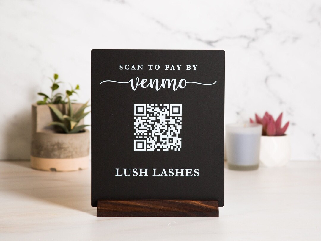 QR Code Scan to Pay W/ Wood Stand Scannable Acrylic Sign to - Etsy