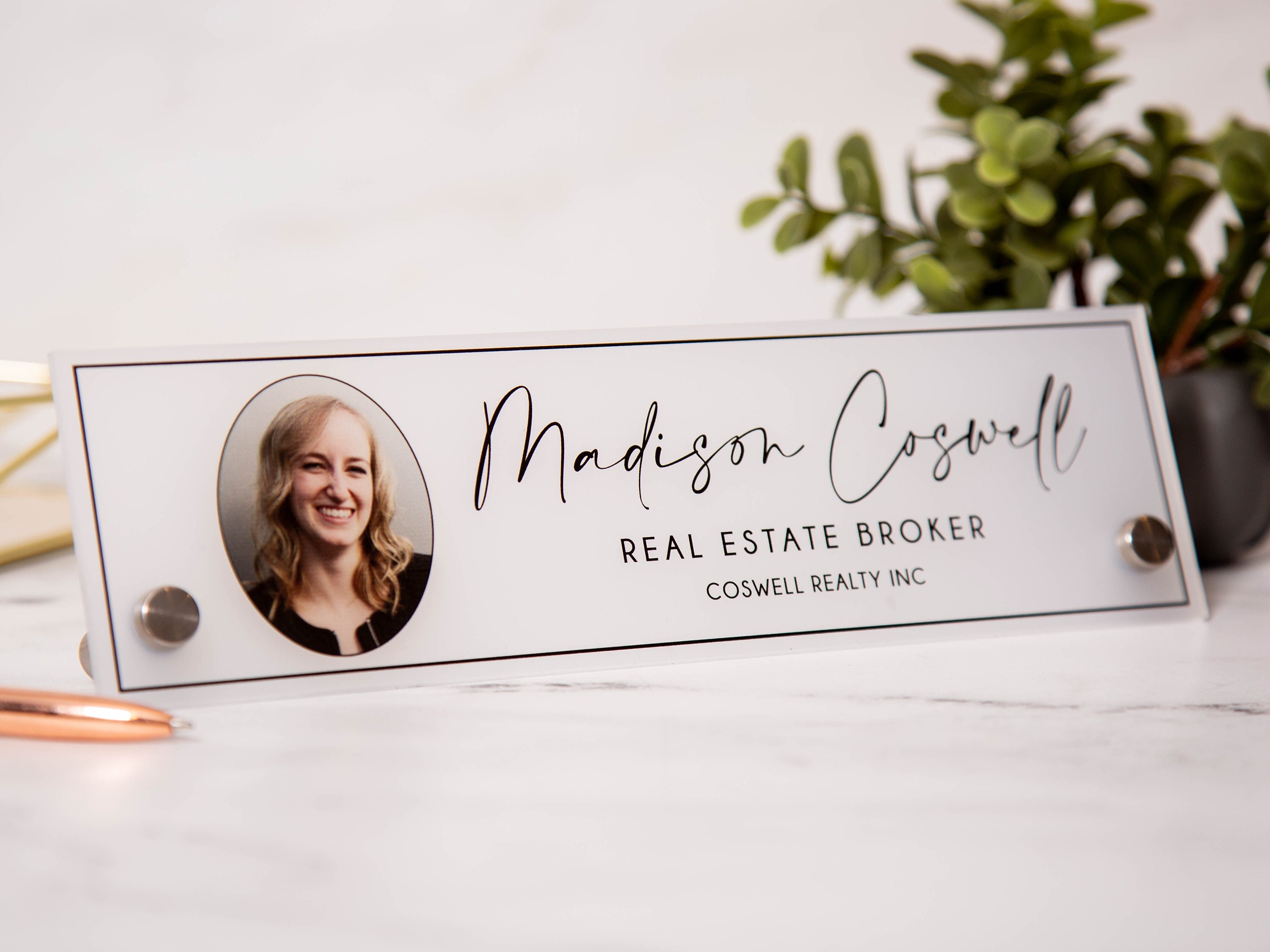 Standing Ice Acrylic Name Plate With Photo Executive Desk - Etsy