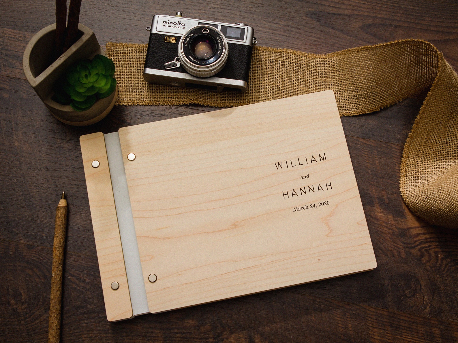 Premium Wood Guest Book Walnut or Maple Wooden Wedding - Etsy