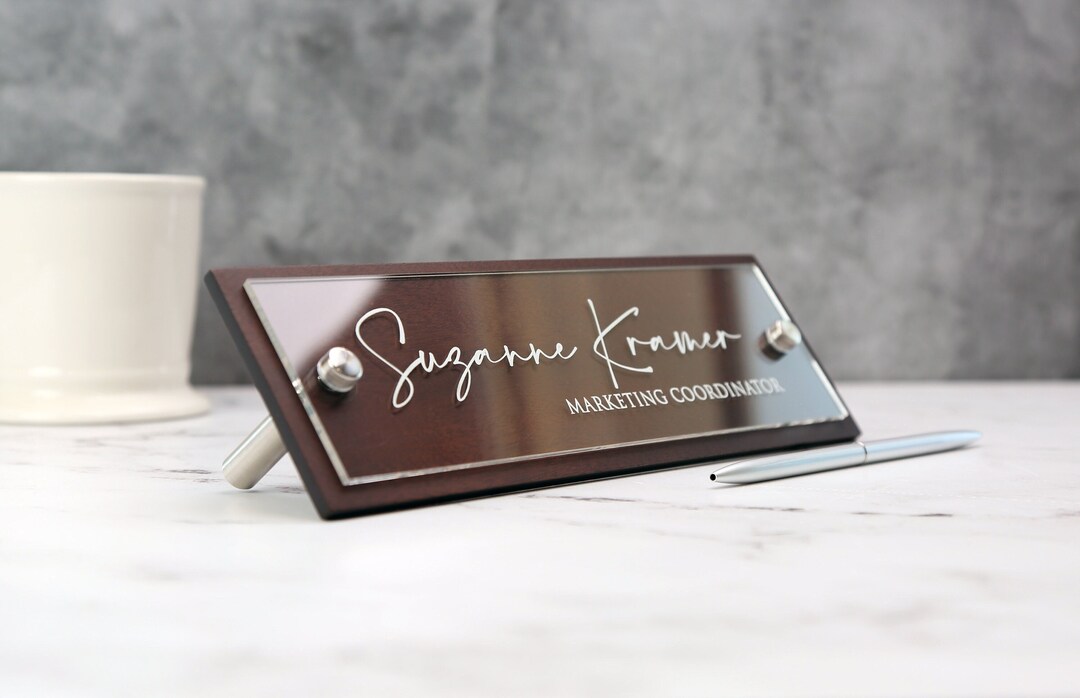 UV Printed Wood Acrylic Name Plate Modern Title Display New Job ...