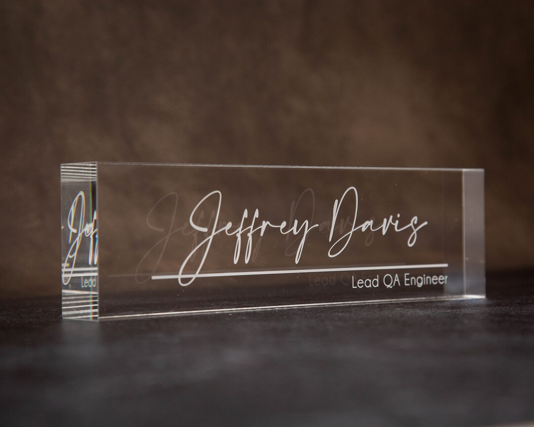 Engraved Desk Block (D3) - Minimal Executive CEO Desk Sign, Real Estate ...