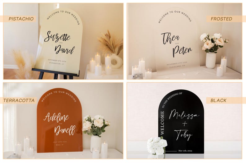 Personalized Arched Acrylic Wedding Welcome Sign (design 4) - Luxury ...