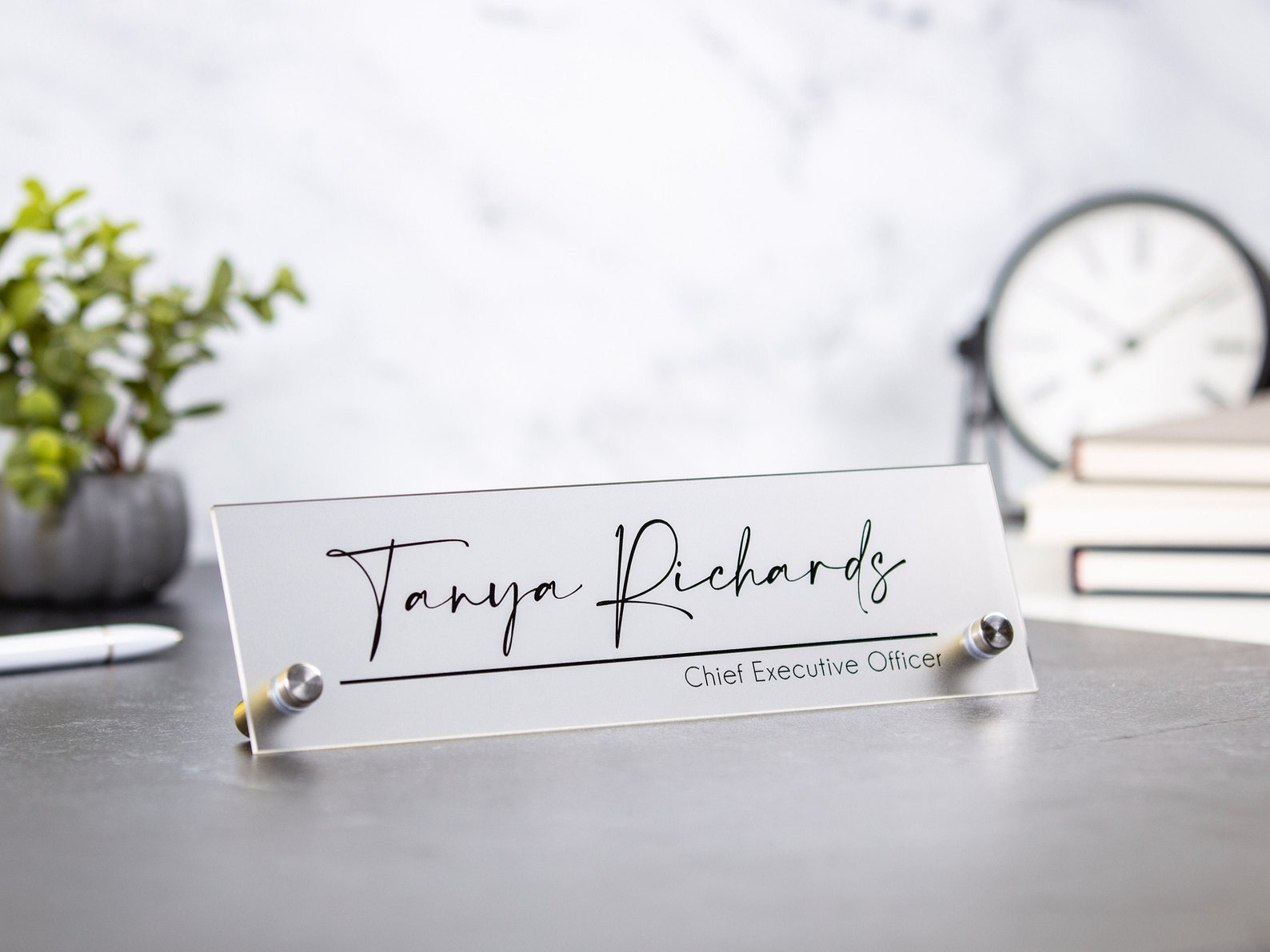 Standing Acrylic Name Plate 10x2.75 Clear Script - Etsy