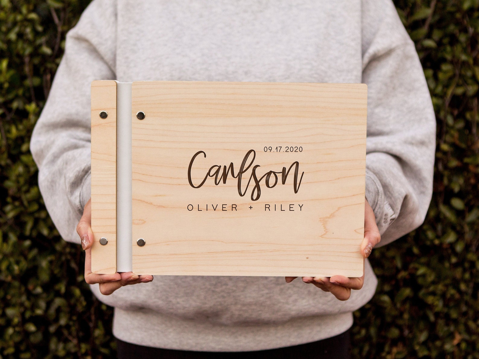 Premium Wood Guest Book Walnut or Maple Wooden Wedding - Etsy