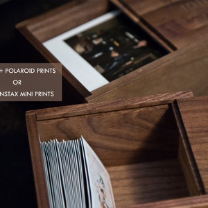 Polaroid or Instax Wood Film Box - Engraved Photo Storage Square Wide ...