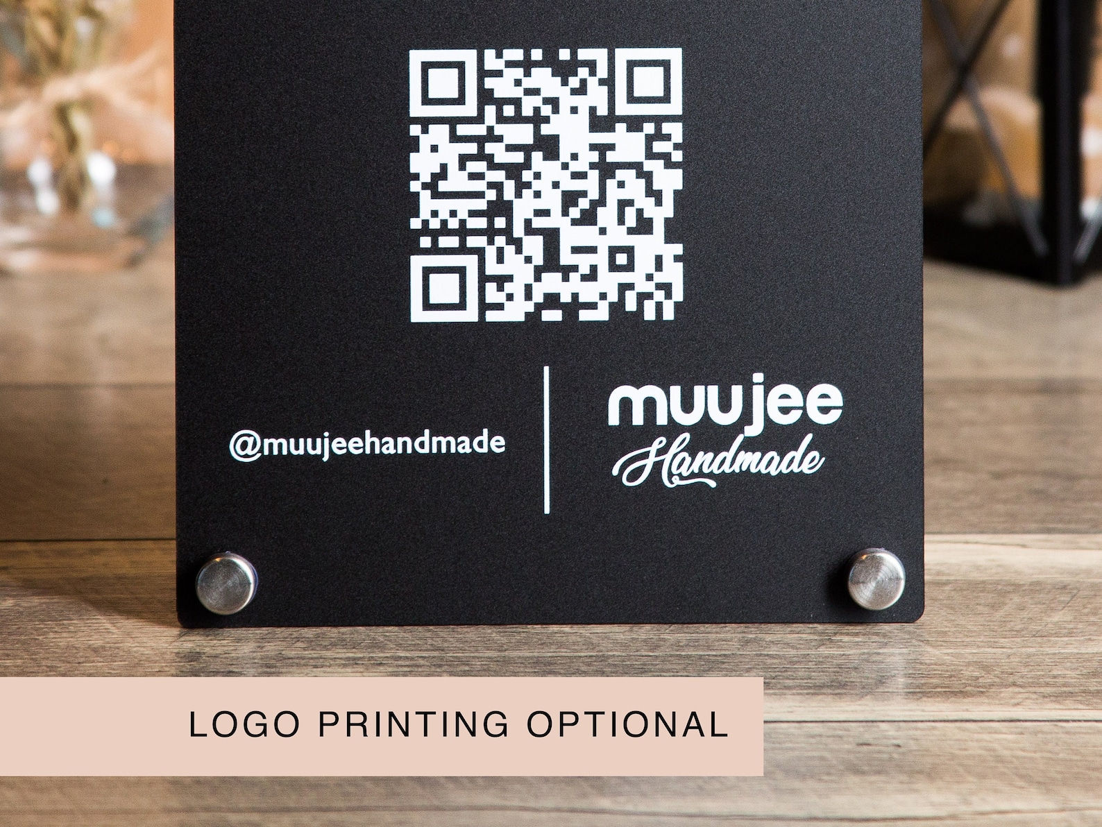 Arched QR Code Social Media Sign 6x7.75 Scannable Table Desk Signage ...