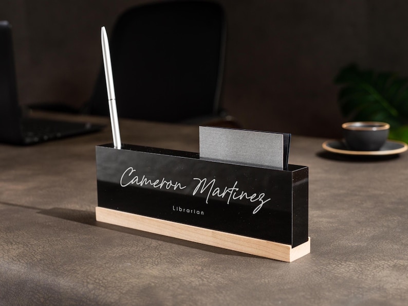 Personalized Acrylic Name Block (D5) - W/ Optional Wooden Base ...