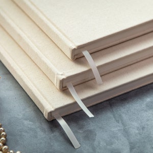 Real Linen Cream Guest Book - 3 Sizes Premium Wedding Reception ...