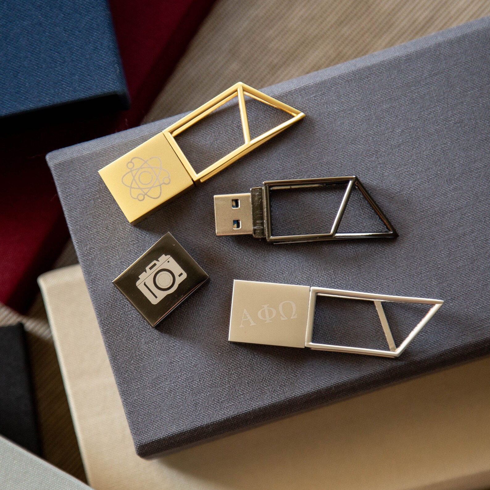 Geometric Metal USB Only Custom Engraved Modern Aesthetic - Etsy