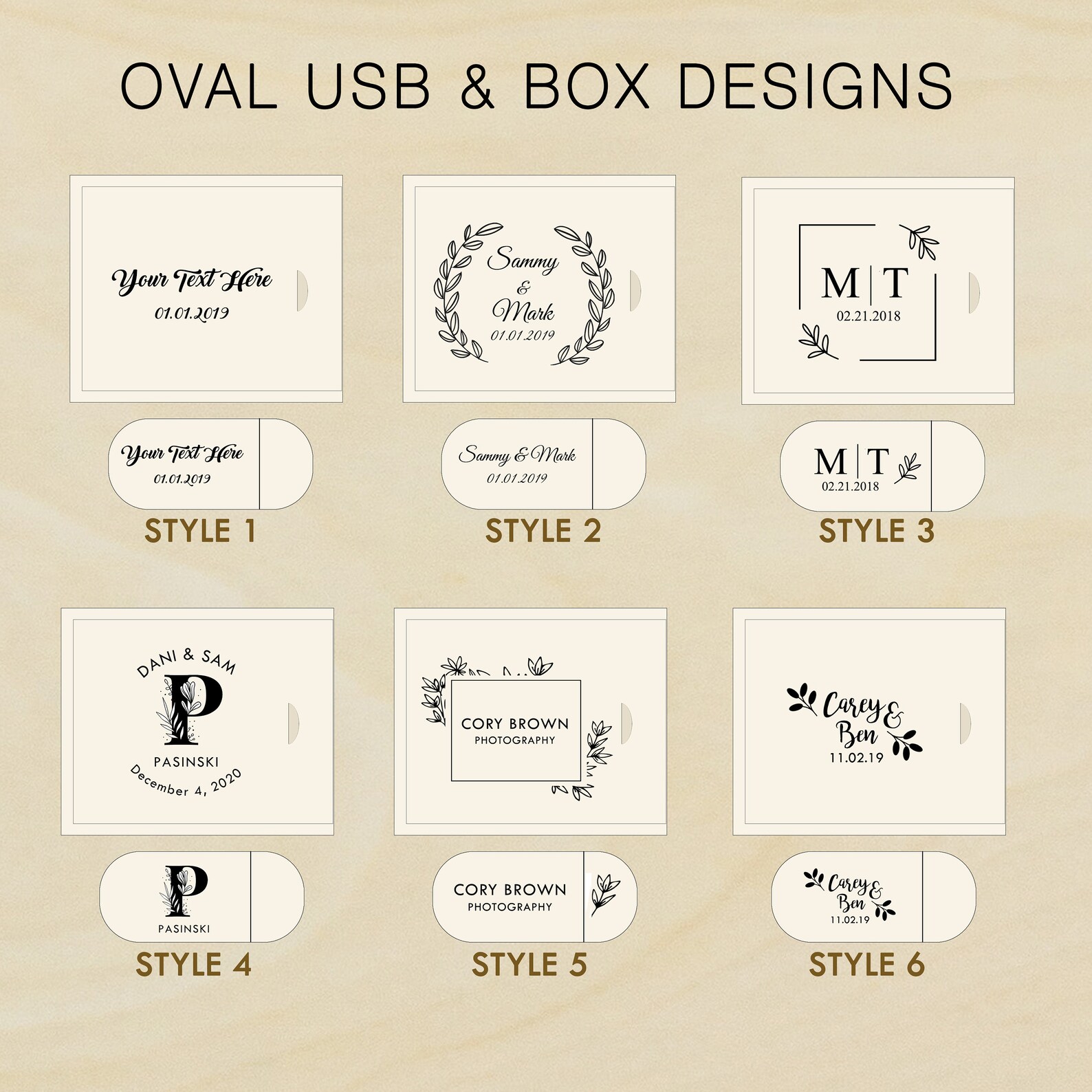 Oval USB & Box Set MOSS Filler Custom Wood USB - Etsy