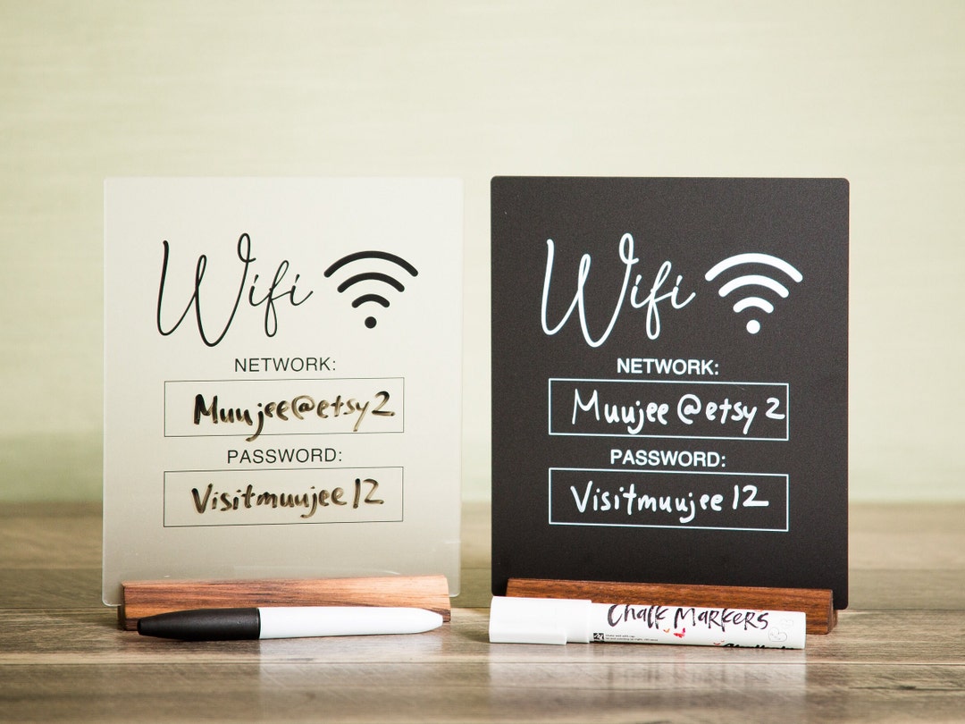 Dry Erase Wifi Acrylic Sign W/ Wood Base ready to Ship 6.5 X 7.75 Sign ...