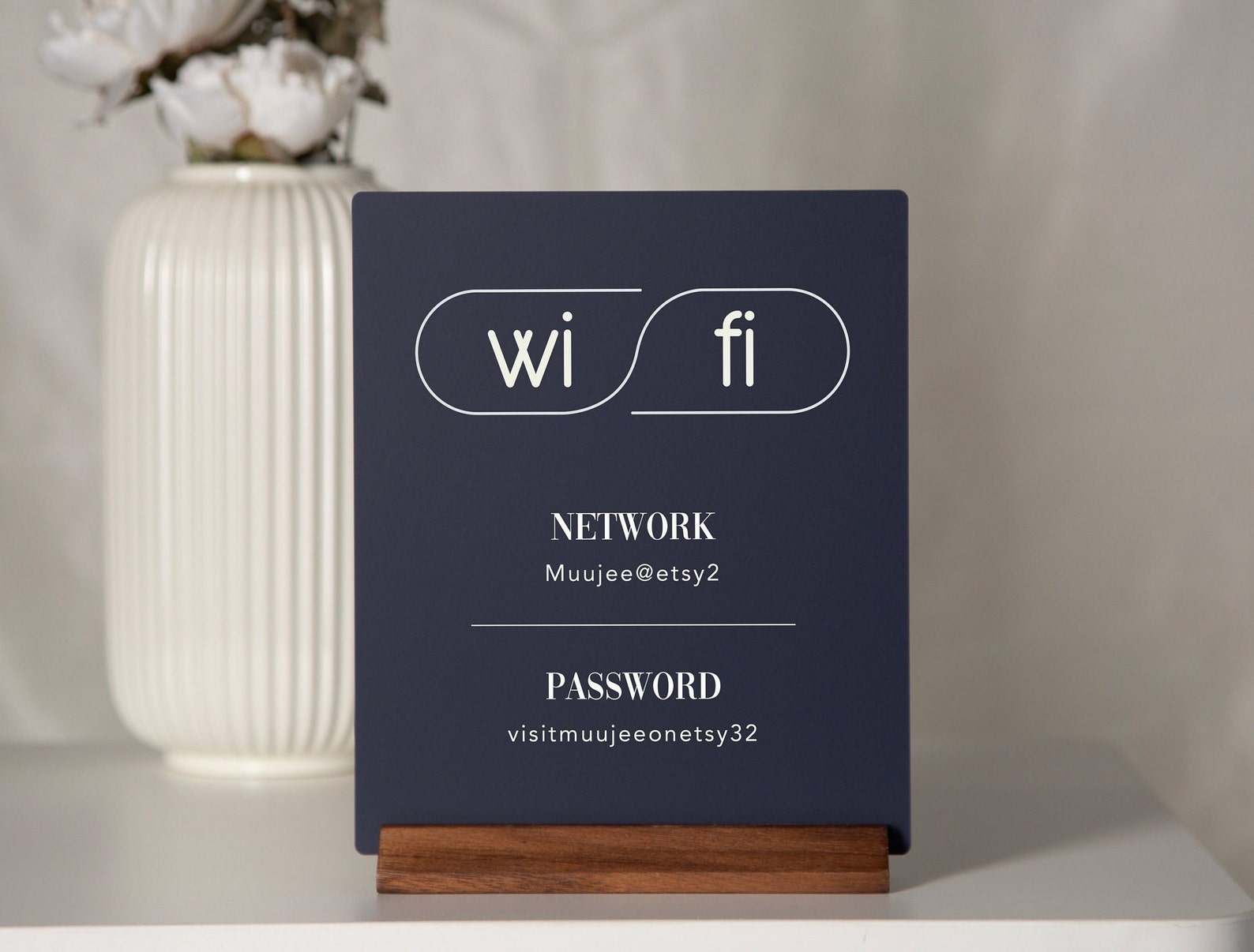 Wifi Acrylic Sign W/ Wood Base - 6.5 X 7.75" Table Signage for Home ...