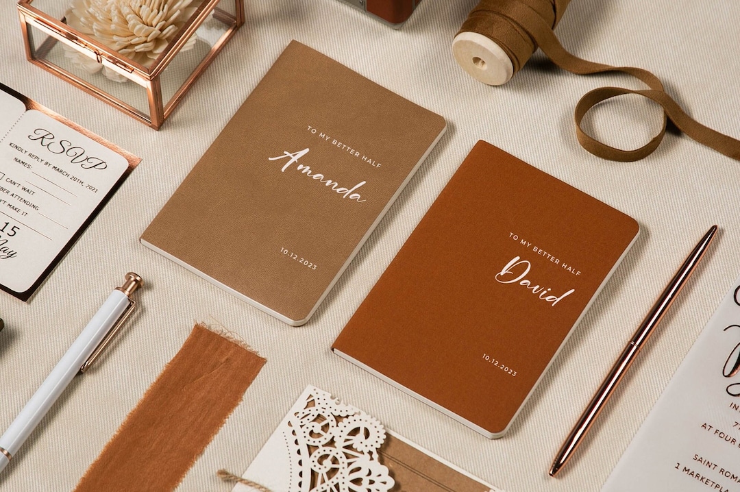 2 Slim Vow Books (design 1) - Soft Cover Wedding Ceremony Vow Booklets ...